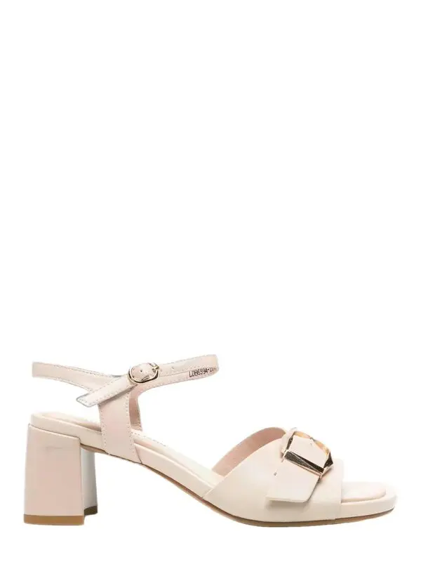 LINDA BAUMANN Leather Buckle Detail Sandals - Neutrals