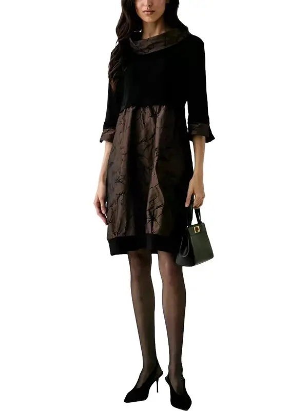 Joseph Ribkoff Marble-print Cowl Neck Mini Dress - Black