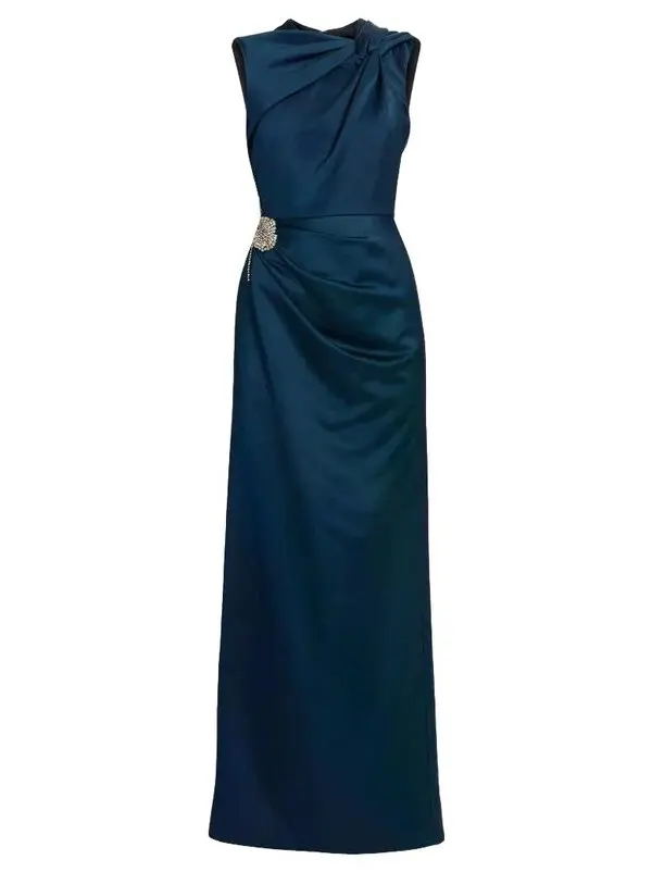 Erdem Embroidered Satin Gown - Blue