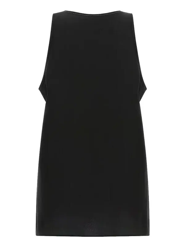 Brunello Cucinelli Silk Sleeveless Top With Monile Detail - Black