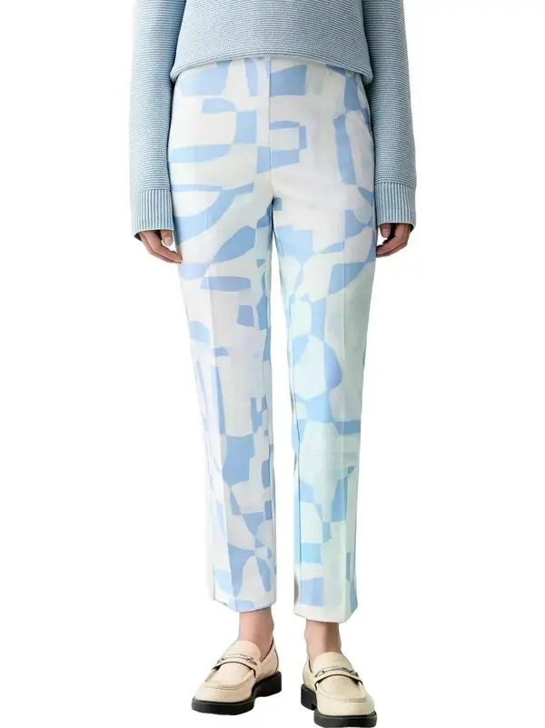 Joseph Ribkoff Abstract Print Cropped Trousers - White