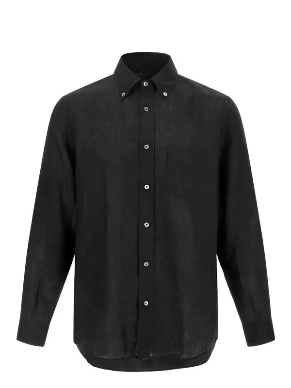 RIVIERA Button-down Linen Shirt - Black