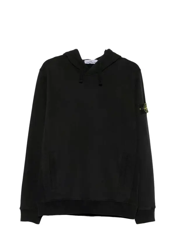 Stone Island Logo Patch Hoodie - Black