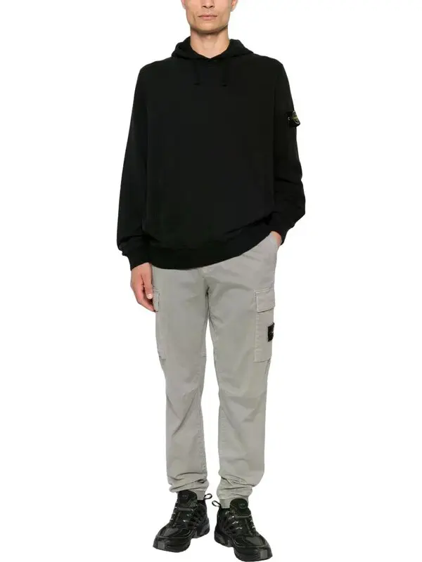 Stone Island Logo Patch Hoodie - Black