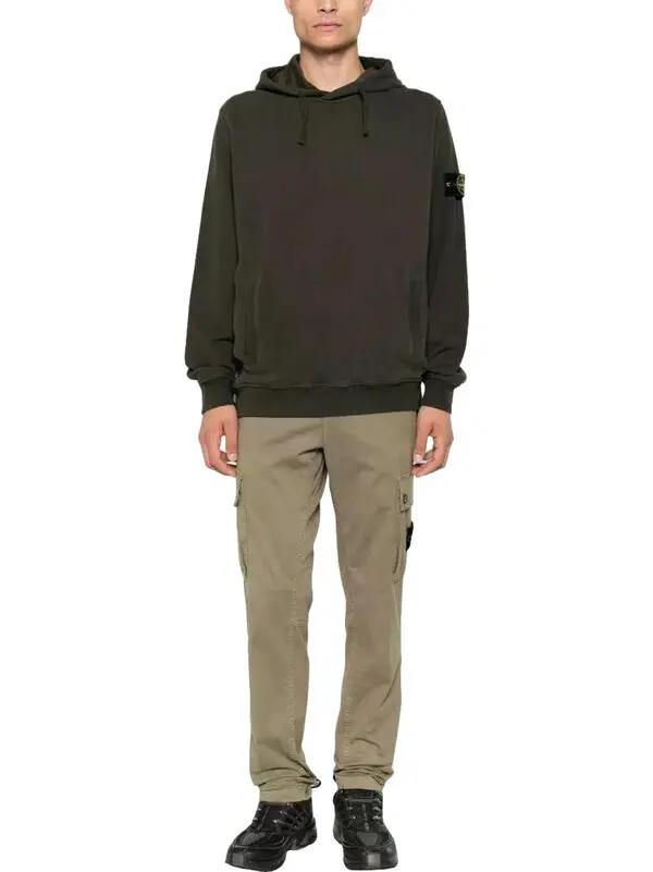 Stone Island Logo Patch Hoodie - Brown