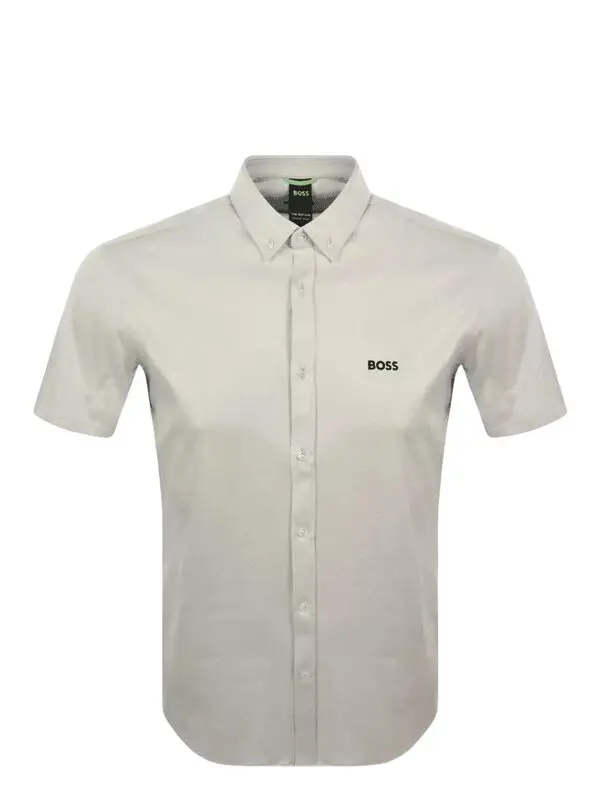 BOSS Motion Logo-print Button-down Shirt - Neutrals