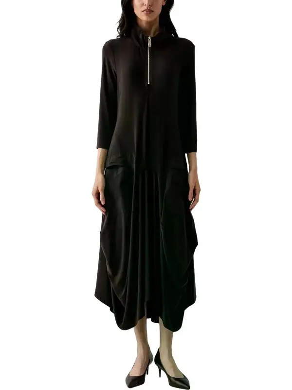Joseph Ribkoff Quarter-zip Draped Midi Dress - Brown