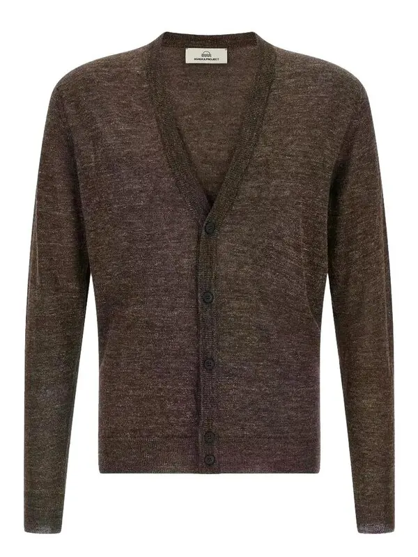 RIVIERA Mélange Knit V-neck Cardigan - Brown