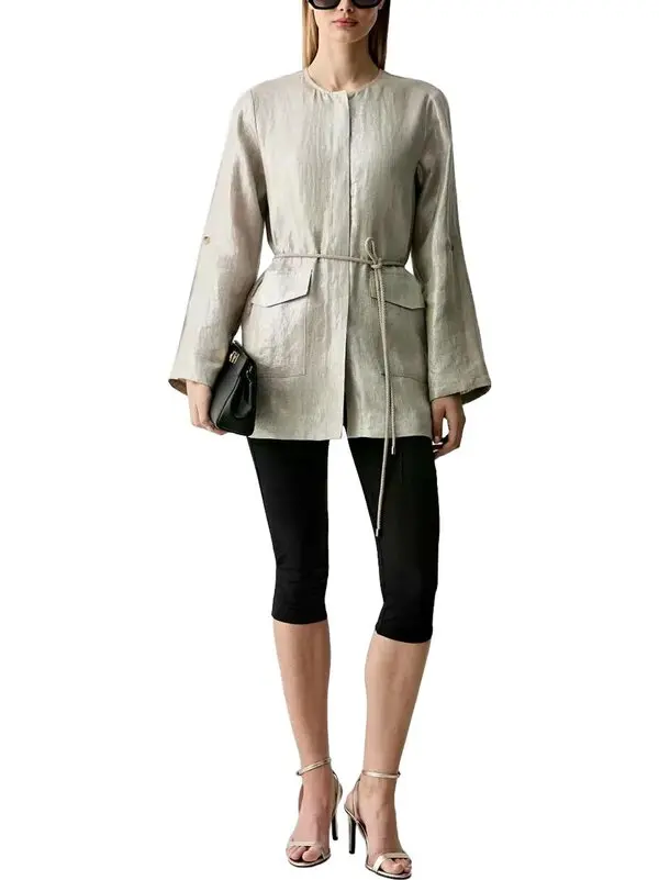 Joseph Ribkoff Metallic Effect Belted Jacket - Neutrals
