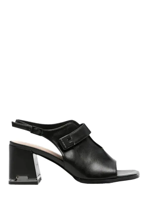 LINDA BAUMANN Buckle-detail Slingback Block Heel Sandals - Black