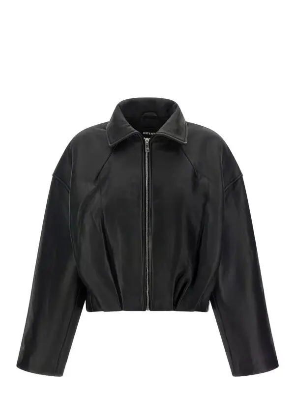 ROTATE BY BIRGER CHRISTENSEN Boxy Leather Jacket - Black