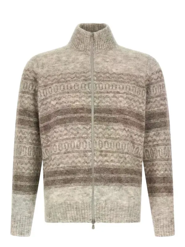 Brunello Cucinelli Nordic Jacquard Zip-up Cardigan - Neutrals
