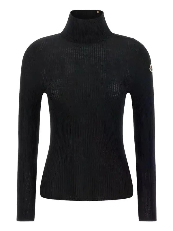 Moncler Ribbed Knit Roll Neck Sweater - Black