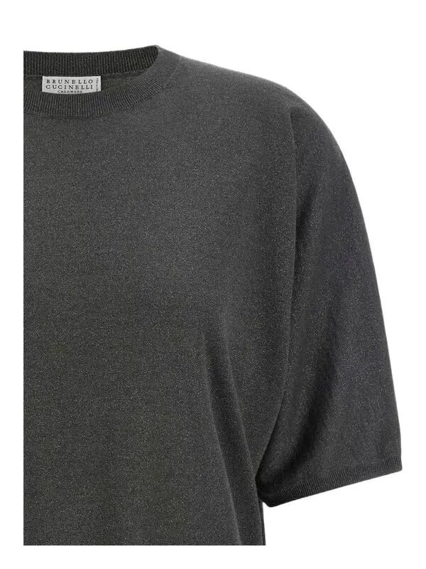 Brunello Cucinelli Sparkling Short-sleeve Sweater - Grey