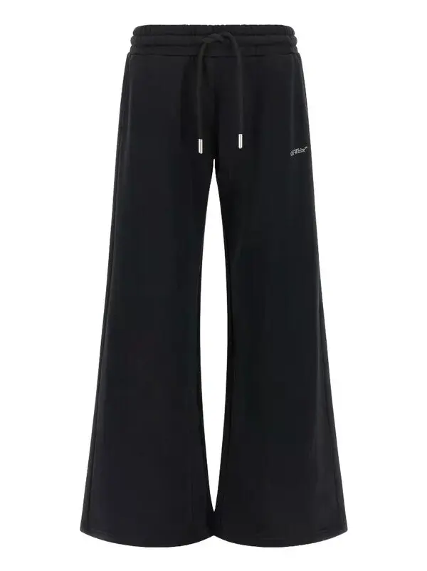 Off-White Bookish Logo-print Wide Leg Track Pants - Black