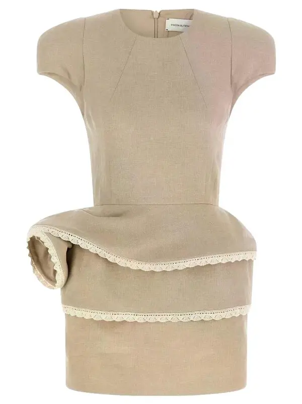 Magda Butrym Beige Lace-trimmed Mini Dress - Neutrals