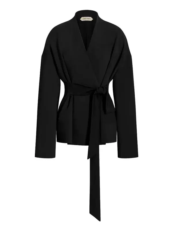 Alberta Ferretti Tie-waist V-neck Jacket - Black