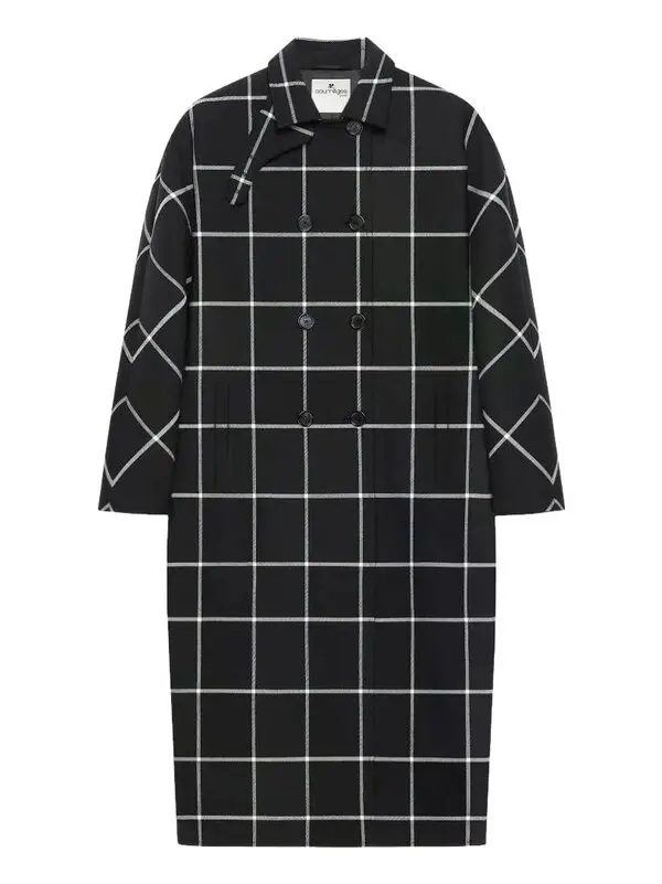 COURREGES Checked Double-breasted Coat - Black