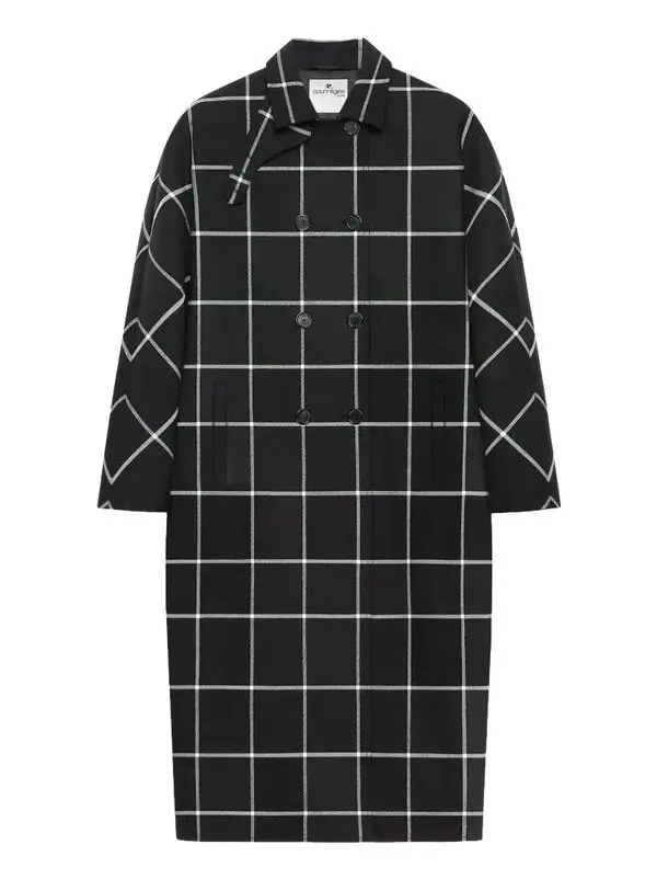 COURREGES Checked Double-breasted Coat - Black