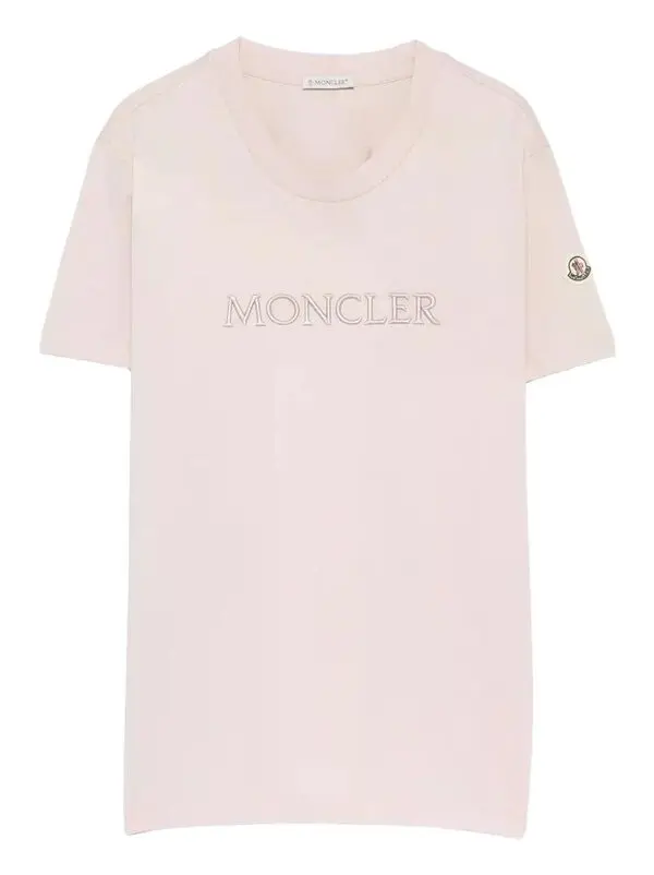 Moncler Embroidered Logo T-shirt - Neutrals