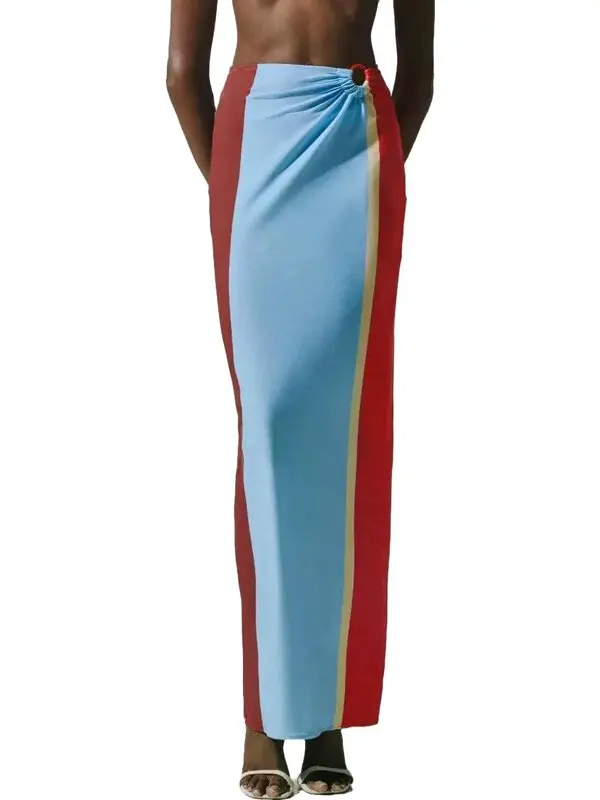 BAOBAB Ruched Maxi Skirt With Ring Hardware - Blue