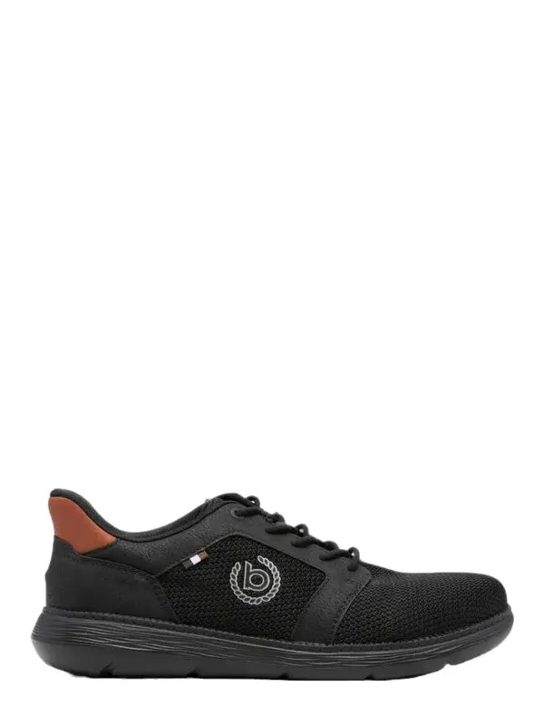 BUGATTI Logo Patch Mesh Panel Sneakers - Black