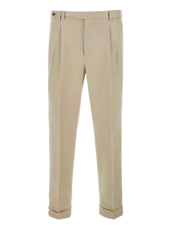 PT TORINO Pleated Turn-up Trousers - Neutrals