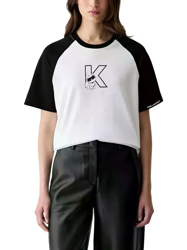 Karl Lagerfeld Choupette Print Raglan Sleeve T-shirt - White