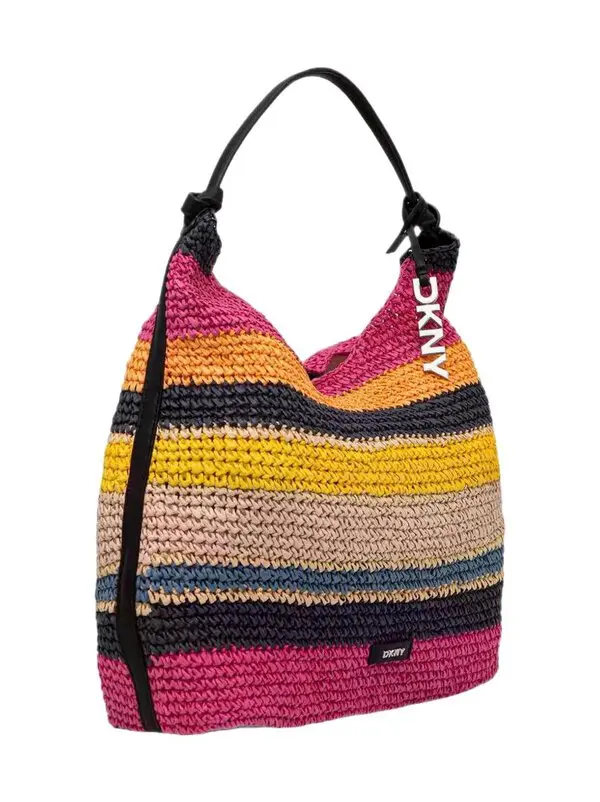 Dkny Paula Striped Woven Tote Bag - Pink