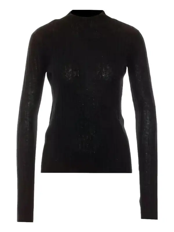 Pinko Ribbed-knit Wool Sweater - Black