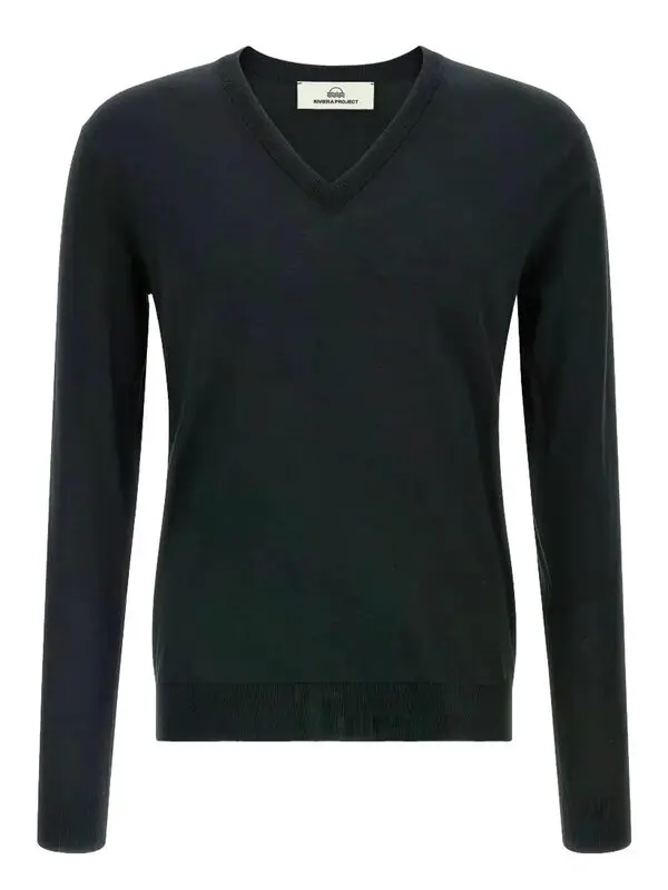 RIVIERA V-neck Lightweight Knit Sweater - Black