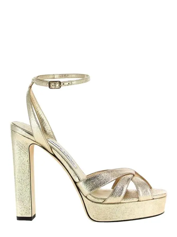 JIMMY CHOO Kove Crossover Platform Sandals - Gold