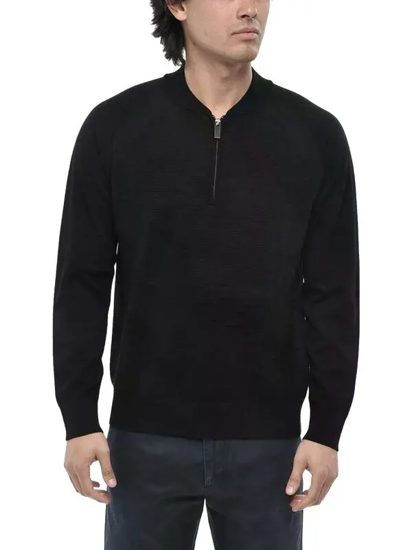 PAOLO PECORA Half-zip Wool Sweater - Black