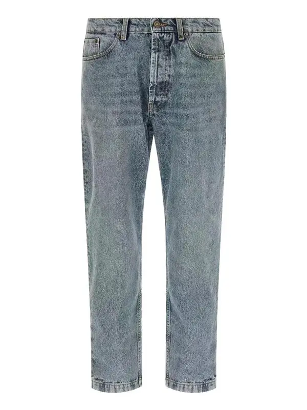 RIVIERA Stone-washed Tapered-leg Jeans - Blue