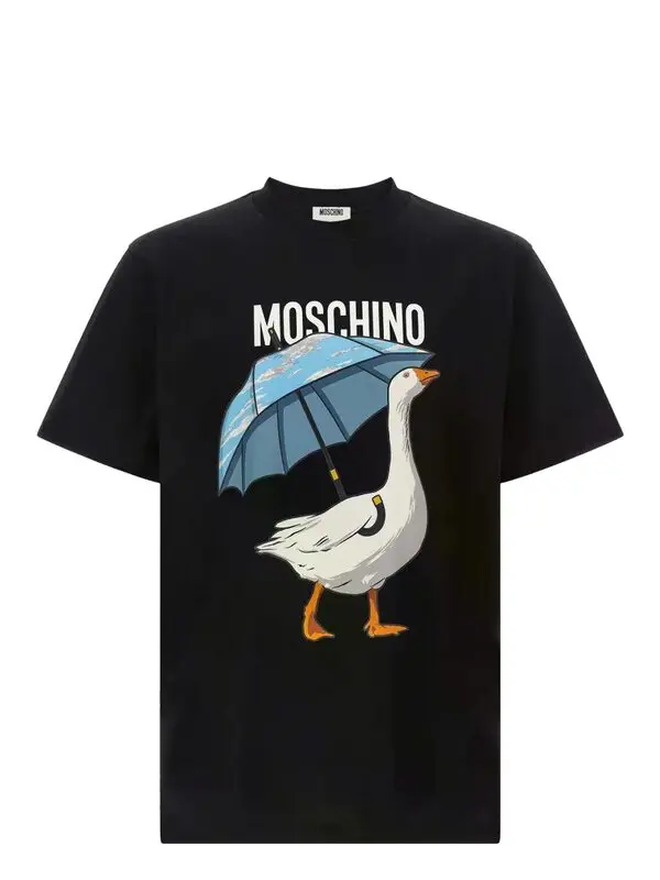 Moschino Goose-print Logo-print T-shirt - Black