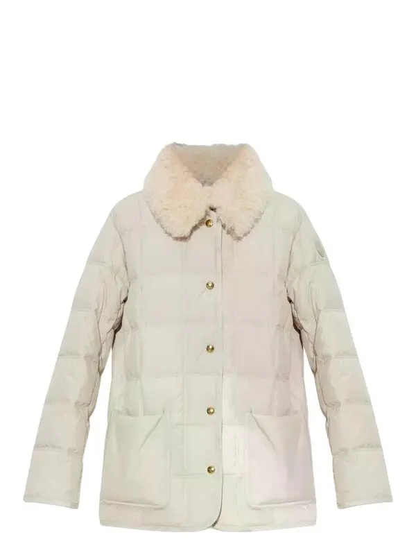 Moncler Cygnes Quilted Down Jacket With Detachable Shearling Collar - Neutrals
