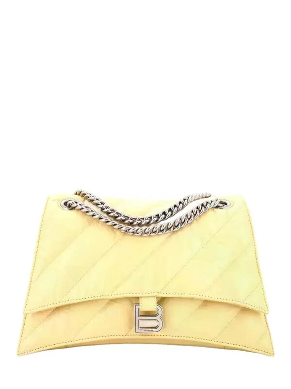 Balenciaga Crush Chain Flap Bag Quilted Crushed Calfskin Medium Shoulder Bag - Yellow