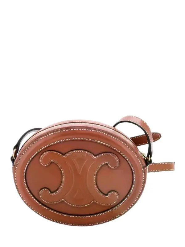 Celine Triomphe Oval Leather Mini Crossbody Bag - Brown
