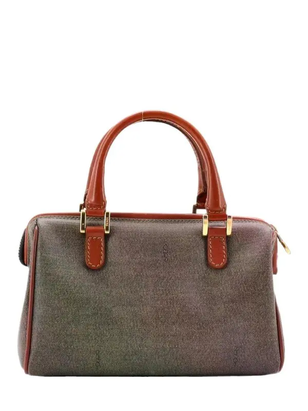 Fendi Pequin Convertible Boston Bag Coated Canvas Mini Satchel - Brown