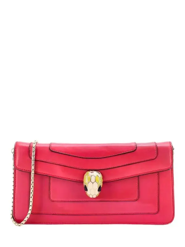 BVLGARI Serpenti Forever Chain Clutch Leather Shoulder Bag - Pink