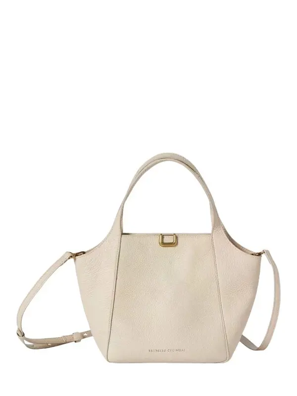 Brunello Cucinelli Sartorial Bucket Bag In Soft Grained Leather - Neutrals
