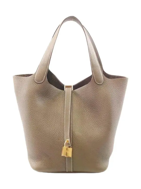 Hermès Picotin Lock Leather Tote Bag - Grey