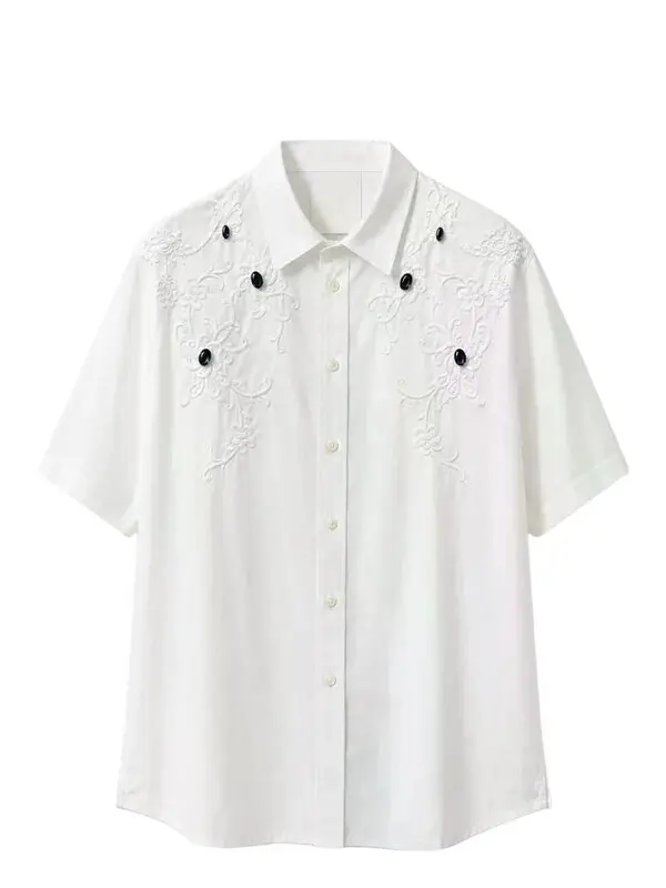 Givenchy Bead-embellished Floral-embroidered Shirt - White