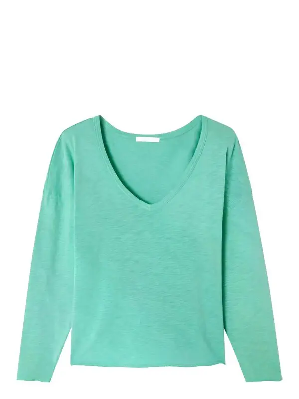 American Vintage Sonoma V-neck Long Sleeve T-shirt - Green