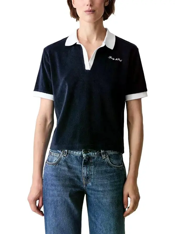 SPORTY & RICH Towelling V-neck T-shirt - Blue