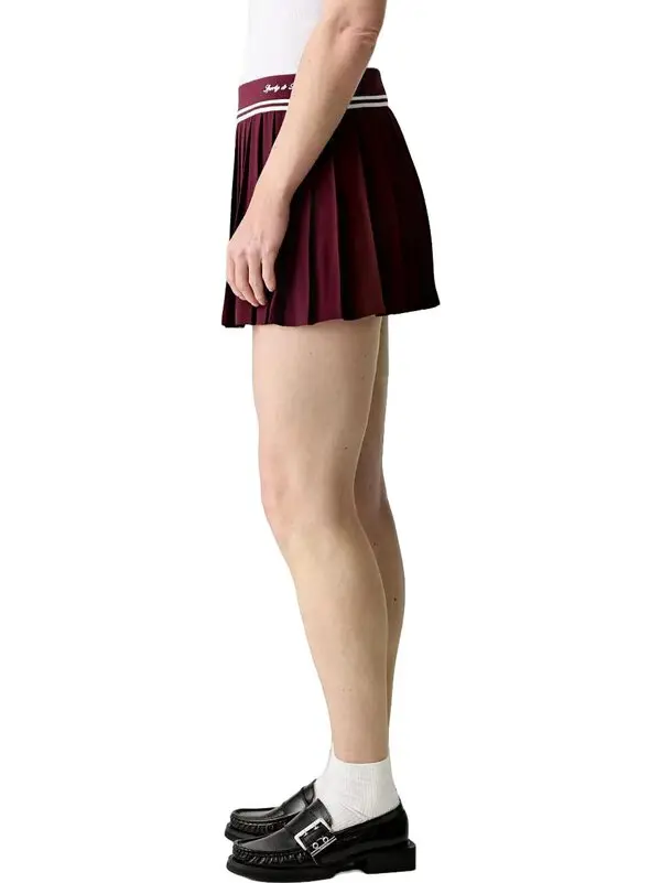 SPORTY & RICH Abigail Pleated Logo-embroidered Mini Skirt - Red