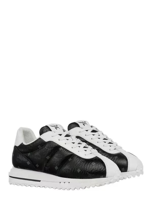 Mcm Visetos Print Panelled Sneakers - Black