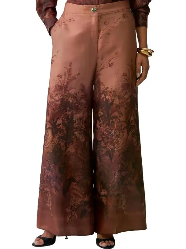 Liu Jo Printed Twill Palazzo Pants - Brown