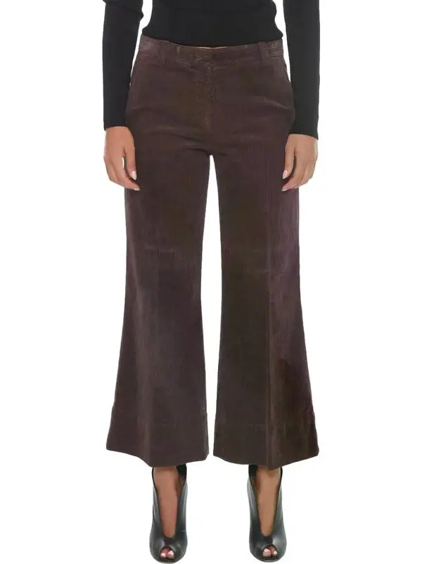 QL2 QUELLEDUE Corduroy Flared Leg Trousers - Brown