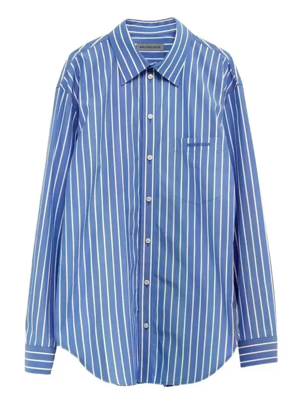 Balenciaga Logo-embroidered Shirt - Blue